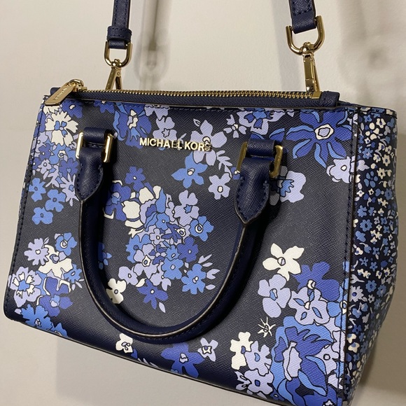 MICHAEL Michael Kors | Bags | Michael Kors Blue Floral Purse | Poshmark